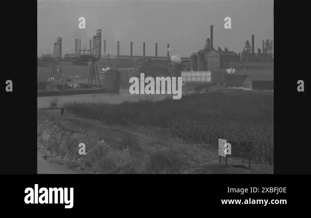 1930s - A montage shows different industrial facilities in Chicago ...