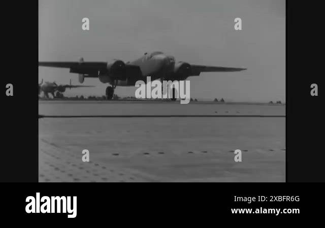 1942 - B-25s take-off from the USS Enterprise, and pilots attach dog ...