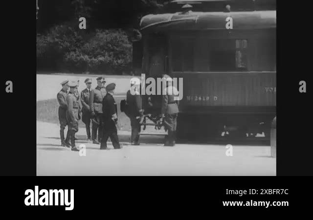 Hitler and high ranking Nazi officials board a train in Paris during ...