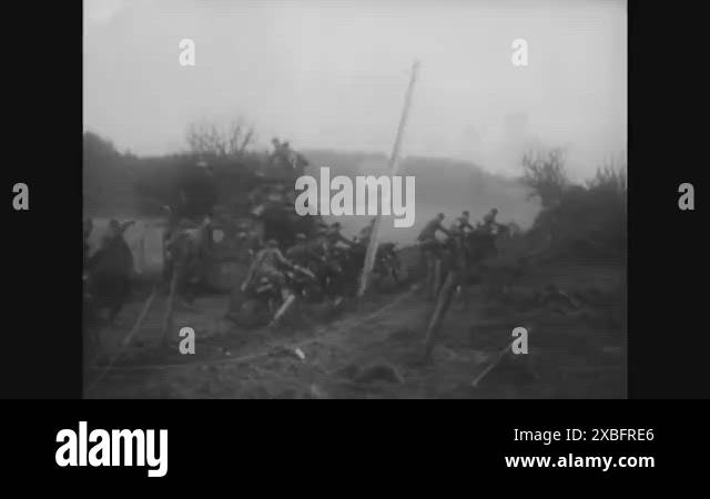 Nazi soldiers defeat a tank battalion and battle Ally airplanes during ...