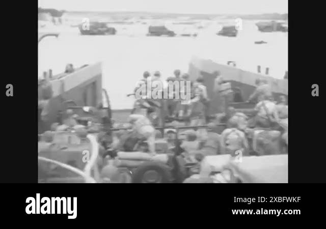 US Army Coast Guard approach and land on the beaches of France during ...