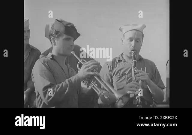 American soldiers play instruments after successfully storming the ...