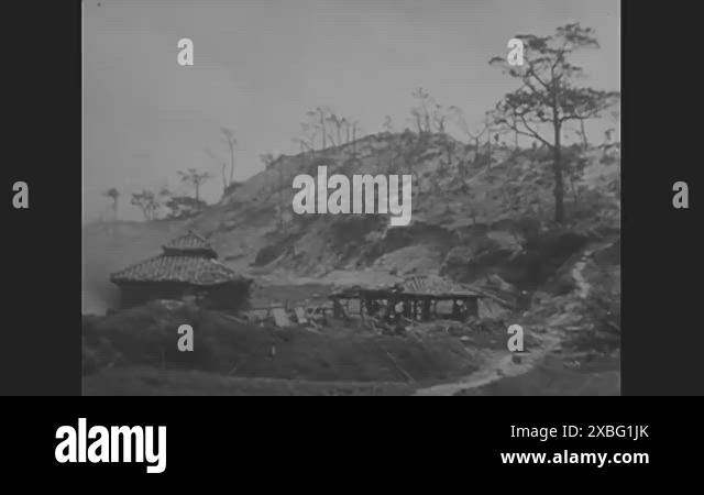 1945 - A captured Japanese anti-tank gun is shown on Okinawa Stock ...