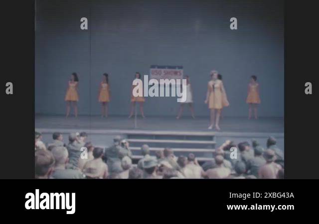 1969 - Miss America contestants sing, dance, and do gymnastics during a ...