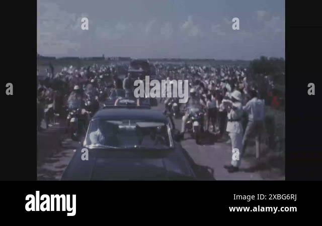 1971 - The Apollo 11 astronauts' motorcade drives through crowd-lined ...