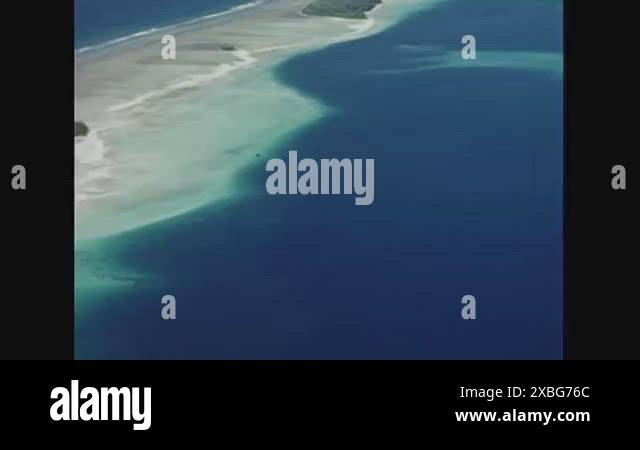 1943 - An aerial view shows lagoons and beaches on Wallis Island Stock ...