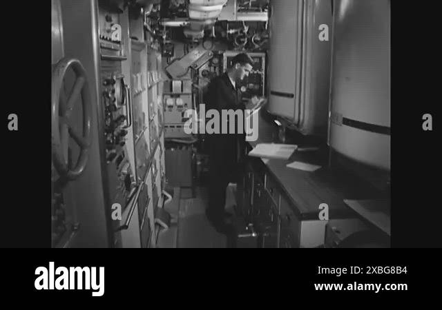 1960 - US Navy sailors take inventory on the USS George Washington ...