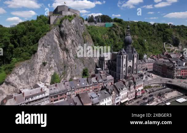 An aerial view of Dinant, Belgium, showcasing its iconic Citadel ...