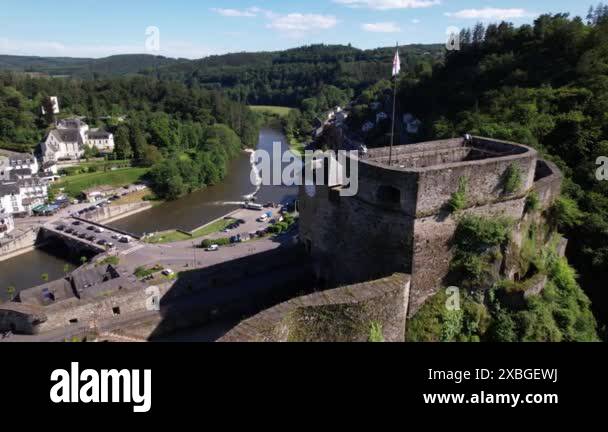 An aerial view of the Bouillon Castle in Belgium, showcasing its ...