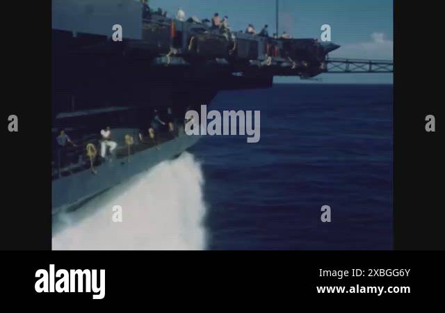 1940s - Work is seen in the engine room and kitchen of a US Navy ship ...