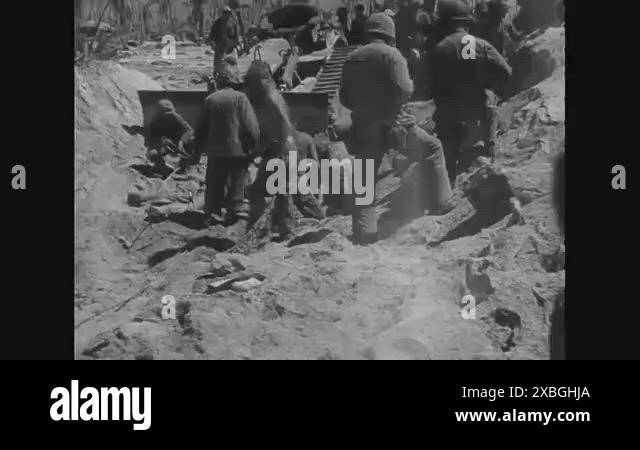 Marines dig trenches and secure the beaches of Tarawa Island, World War ...