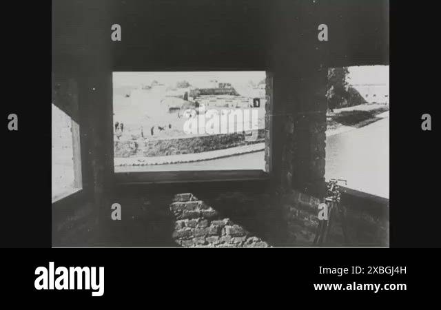 Belgium prisoners a Breendonk prison demonstrate how prisoners were ...