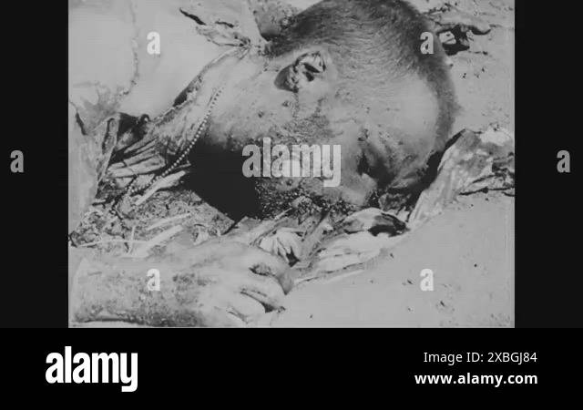 Corpses of prisoners a the Leipzig concentration camp who were burned ...