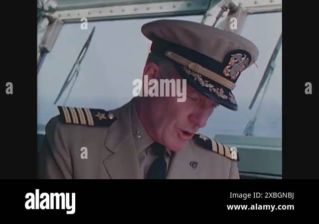 1965 - Captain Smith and his commanders keep a lookout on the bridge of ...