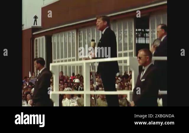 1963 - JFK gives a speech at Point Mugu before returning to his plane ...