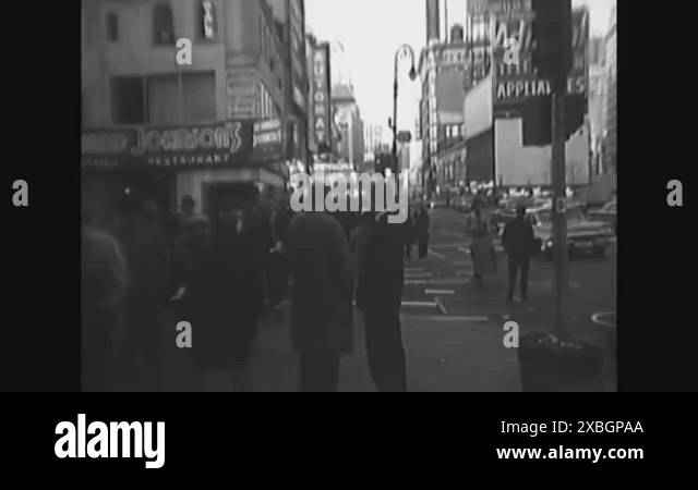 1960s - Pedestrian and auto traffic outside the Astor in New York City ...