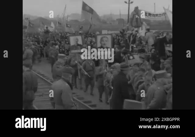 1954 - Chinese POW’s walk through a crowd and get into a truck during ...