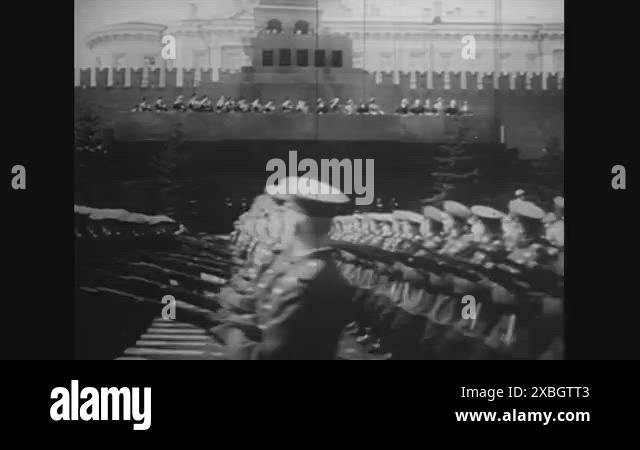 1949 - Stalin oversees a military parade in Leningrad, complete with ...