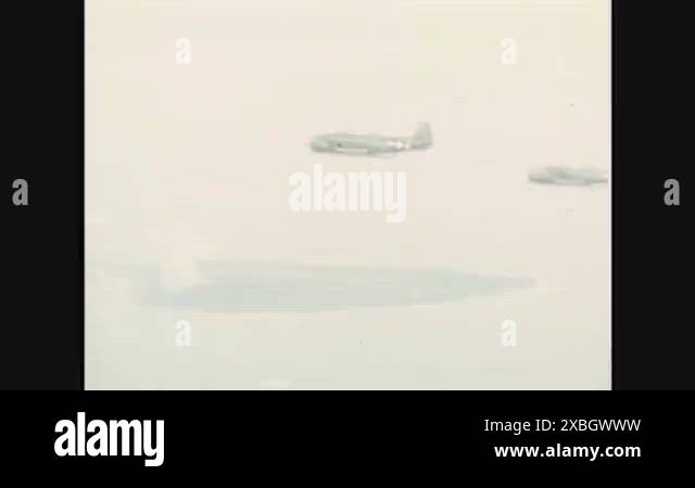 Airfields and other installations being bombed on Iwo Jima, rockets in ...