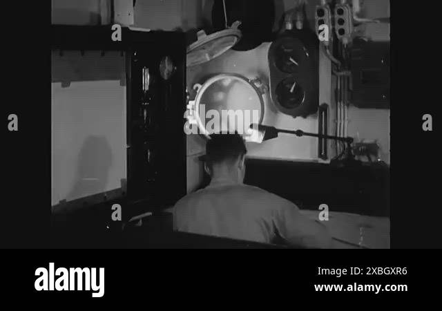 Men in the pilots ready room of the USS Ranger 1939 Stock Video Footage ...