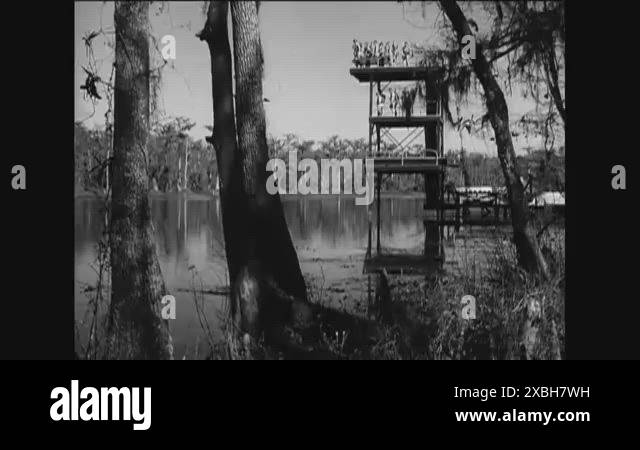 1944 - American soldiers at Camp Gordon's amphibious training center ...