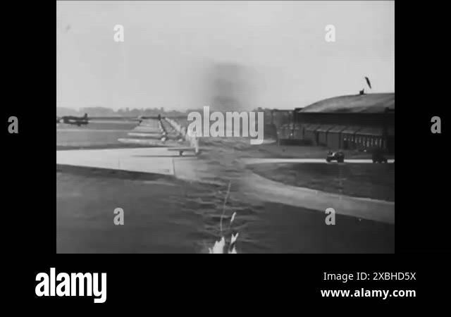 Fighters are shown in aerial combat and bombers are shown bombing ...
