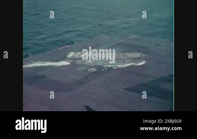 The plane guide line, catapult track and stop, rear and front wheel ...