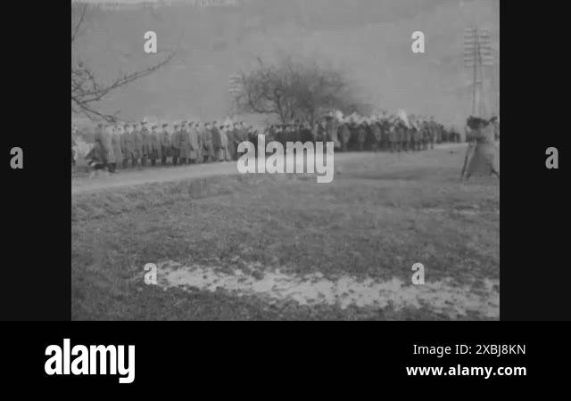 1918 - Troops of the US Army 90th Division pass in review in the German ...