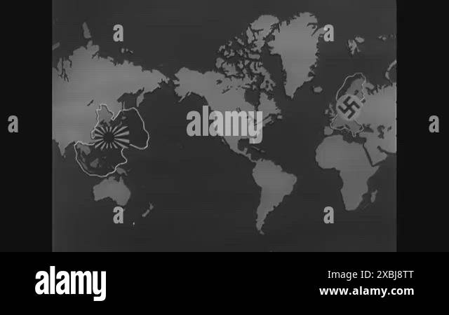 1945 - An animated map shows the allies' plans of attack on Japan and ...