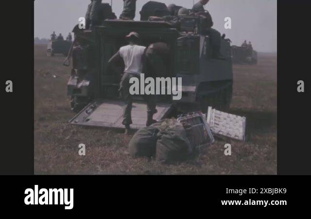 1969 - American soldiers dig a foxhole around a tank in Vietnam Stock ...