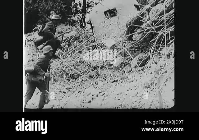 1944 - As German soldiers cross a pontoon bridge to the Maginot Line ...