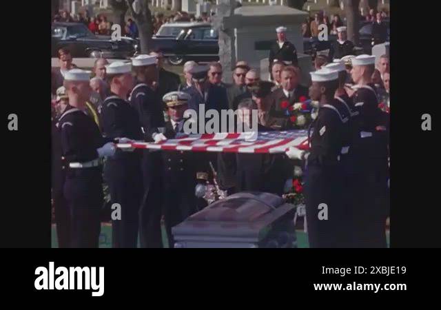 1967 - The US Navy sailors serving as Roger Chaffee's pallbearers fold ...