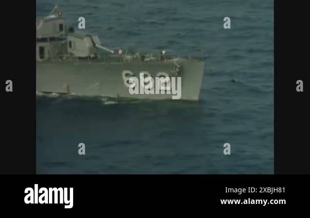 1967 - The USS Porterfield at sea, river patrol boats at water and ...