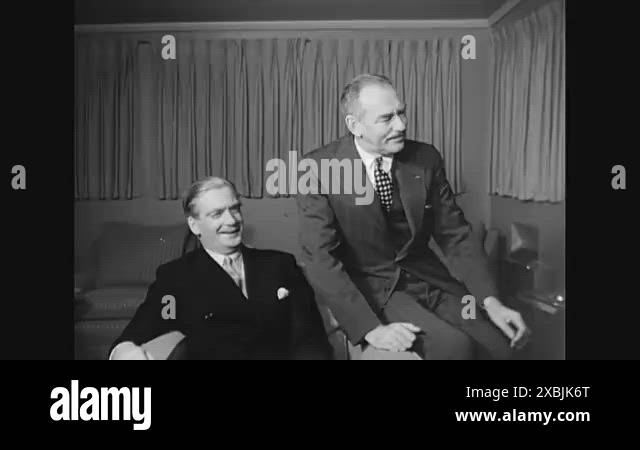 1952 - President Truman, Winston Churchill and their parties are seated ...