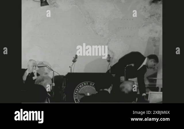 United States Secretary of Defense Robert Strange McNamara shows an ...