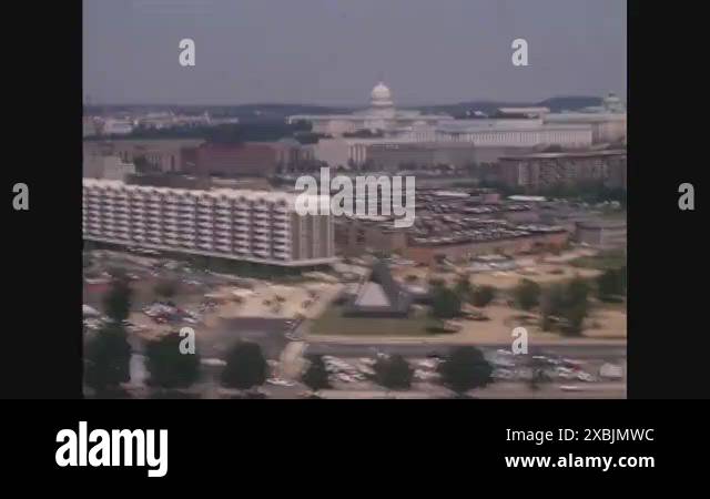 1969 - Aerial views of Washington DC show the Capitol Building and ...