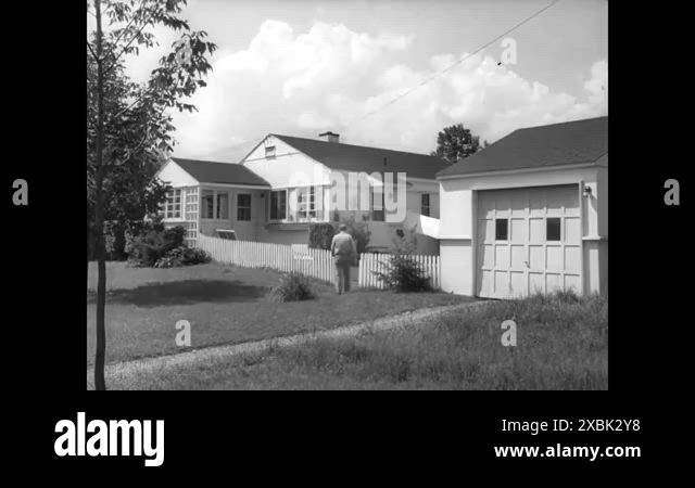 1945 - Mass-produced but traditionally-constructed homes are shown ...