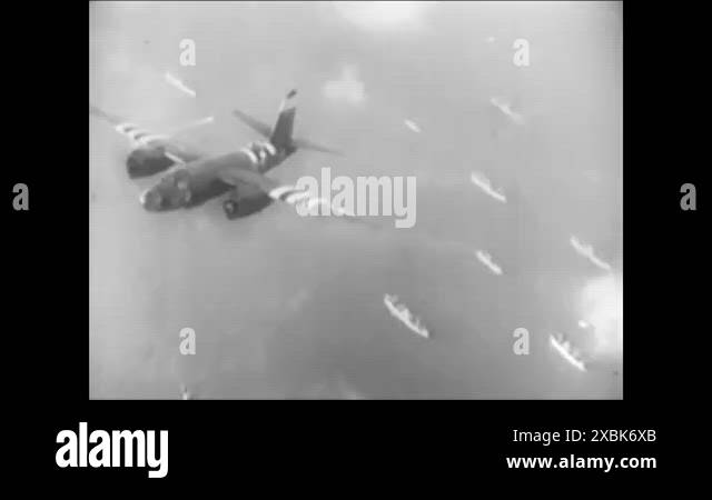 1944 - Military planes fire and drop bombs on Germans at Normandie, and ...