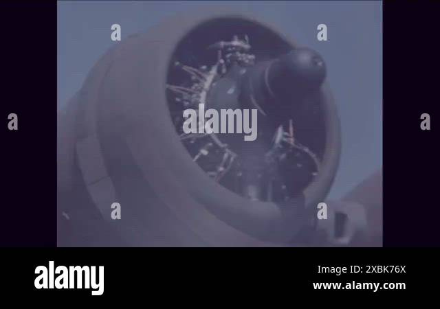 1943 - The spinning propellers and engines of a Boeing B-17 Flying ...