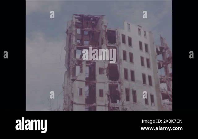 1945 - Bombed-out buildings are shown in postwar Berlin Stock Video ...