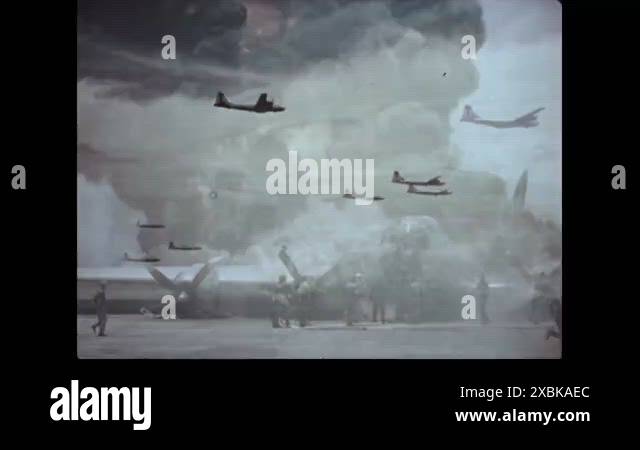 A Boeing B-29 Superfortress heavy bomber is brought in for a landing on ...