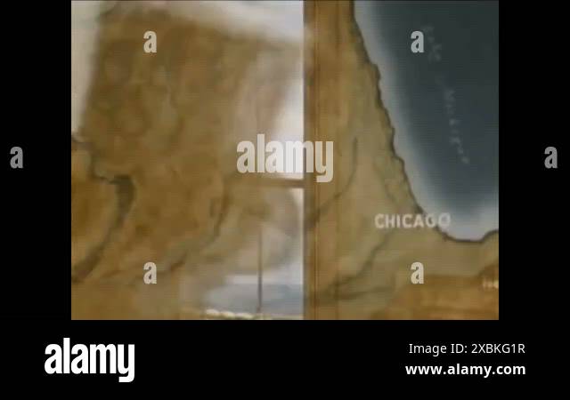 An animated map shows a telegraph network and a railroad expanding from ...