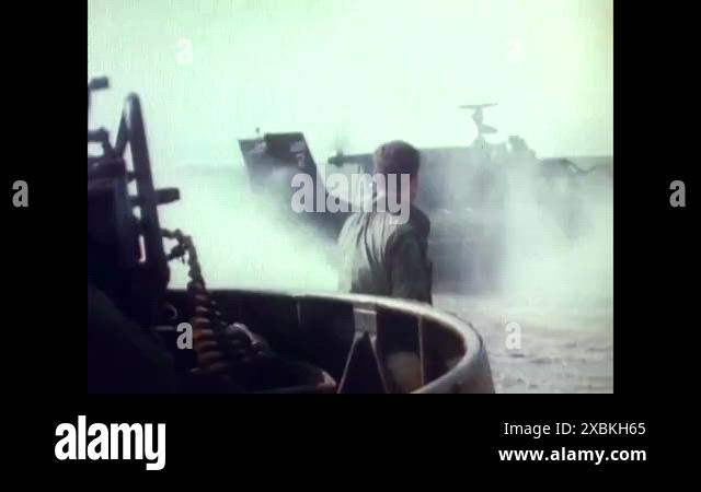 1967 - US Army armed helicopters and a hovercraft fire at a suspected ...