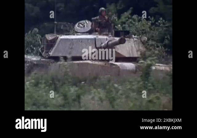 An M1 Abrams battle tank is destroyed by a BGM-71 TOW anti-tank missile ...