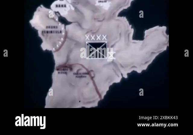 1945 - An animated map shows US Marines' advance on the Oroku Peninsula ...