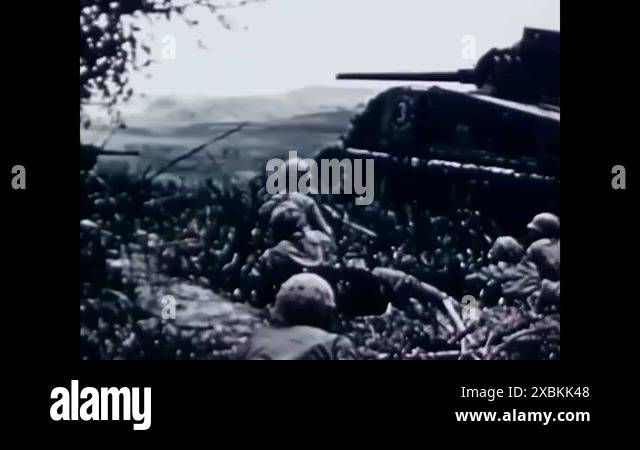 1945 - American tanks are attacked in Okinawa; a crew manages to escape ...