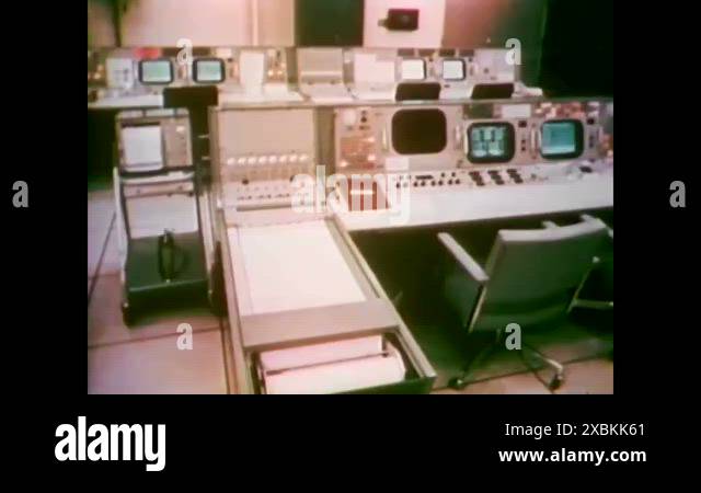 1970 - Various staff support rooms of NASA's Mission Control Center are ...