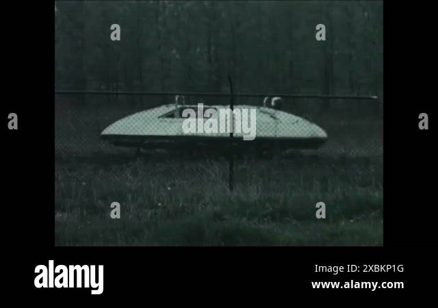 1961 - During a soft terrain test flight, the Avrocar is shown with ...