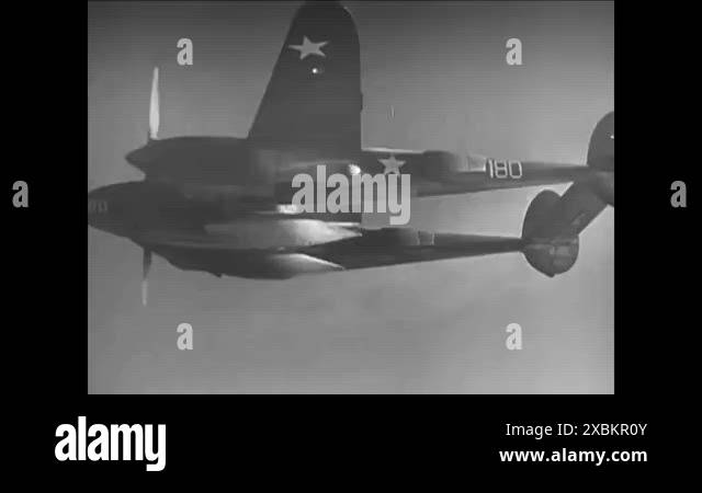 A squadron of United States Army Air Forces fighter planes encounters ...