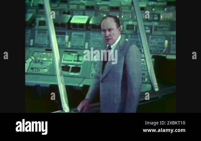 Actor E. G. Marshall speaks in a Mission Control Center and astronauts ...